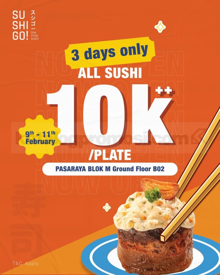 Promo SushiGo Pasaraya Blok M Opening Semua Sushi Rp. 10.000