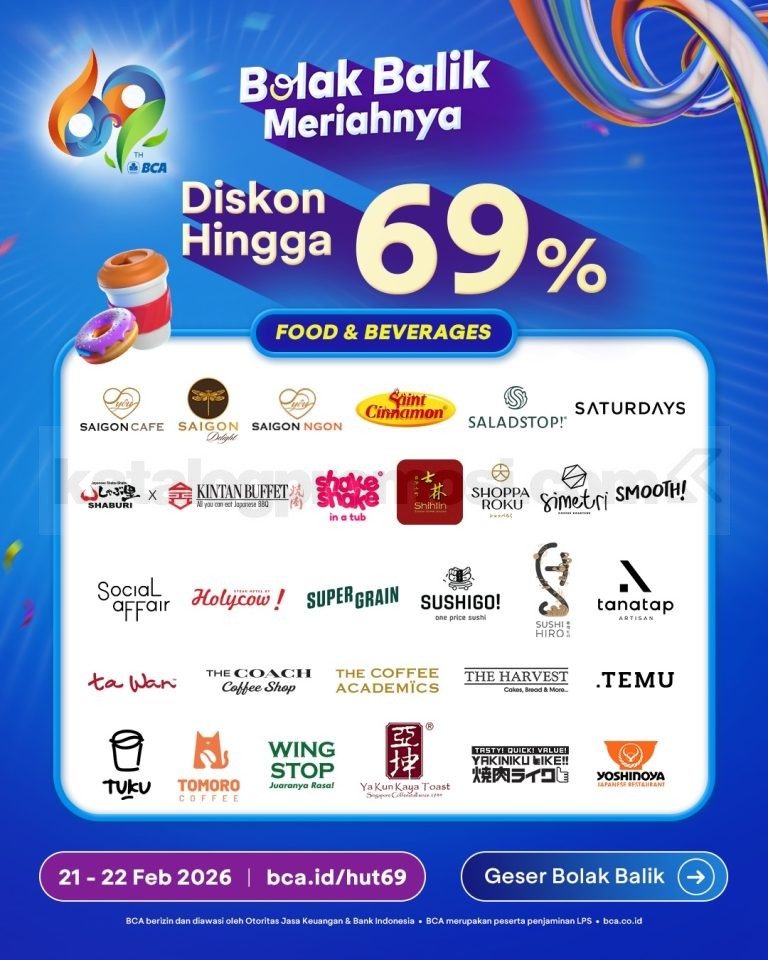 Promo HUT BCA 69 Diskon Hingga 69% Harga Serba 69