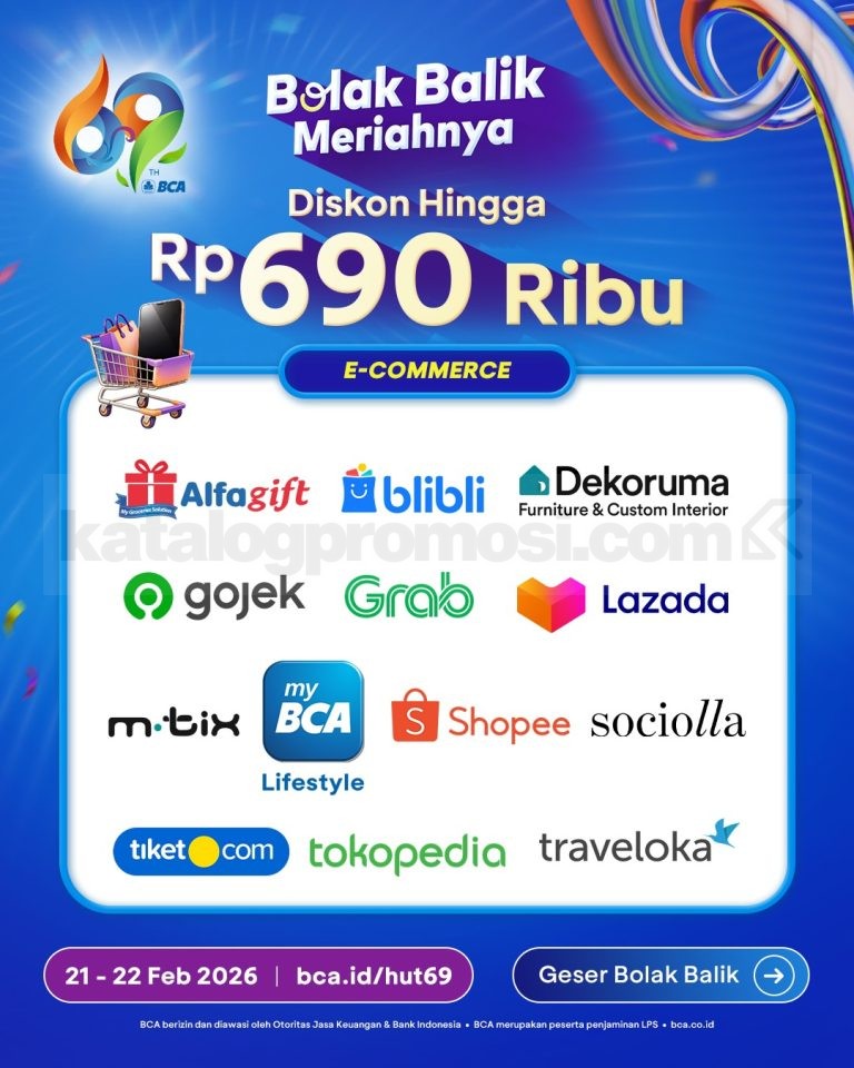 Promo HUT BCA 69 Diskon Hingga 69% Harga Serba 69