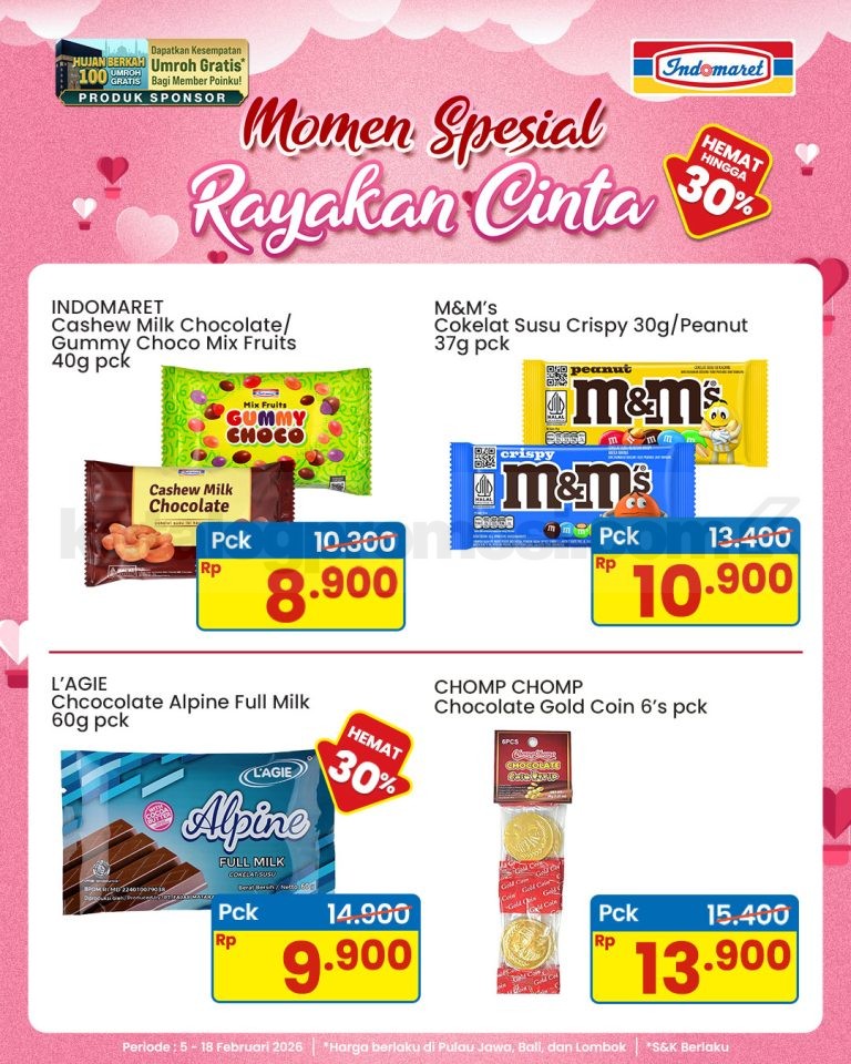 Promo Indomaret Cokelat Valentine Mulai Rp. 4.900