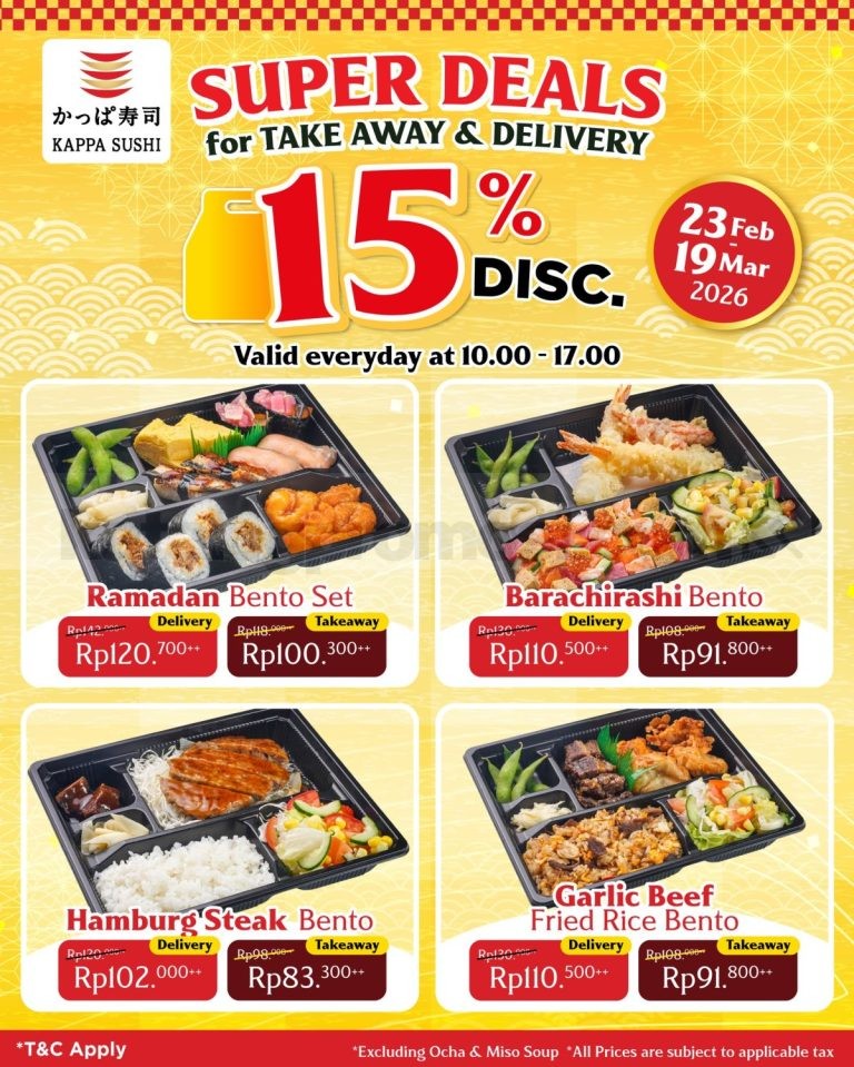 Promo Kappa Sushi Super Deals Bento Diskon 15% – SoPasti.Com