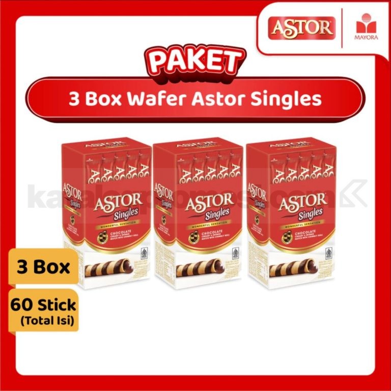 Promo Mayora Shopee Wafer Astor Singles 3 Box Rp. 60 ribuan