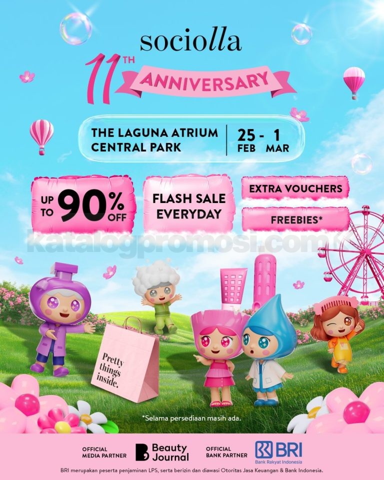 Promo Sociolla 11th Anniversary Skincare Makeup Diskon 90%