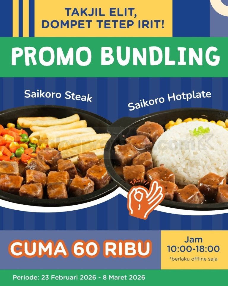 Promo Steak With U Saikoro Steak & Hotplate Rp. 60ribu • SoPasti.Com
