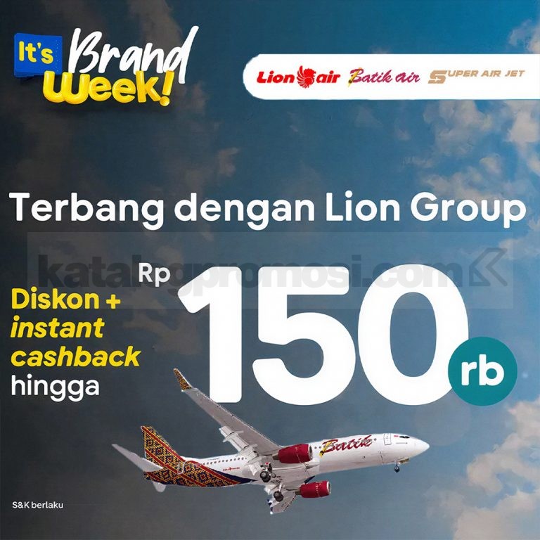 Promo tiket.com Lion Group Diskon Rp. 150.000 Tiket Pesawat