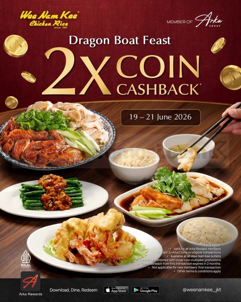 Promo Wee Nam Kee Dragon Boat Feast 2X Coin Cashback