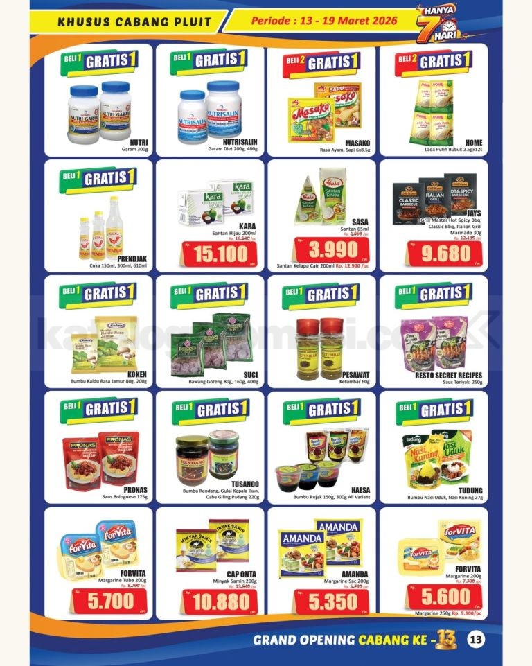Promo HARI HARI Swalayan Opening Pluit 13-19 Maret 2026