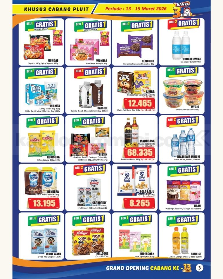 Promo HARI HARI Swalayan Opening Pluit 13-19 Maret 2026