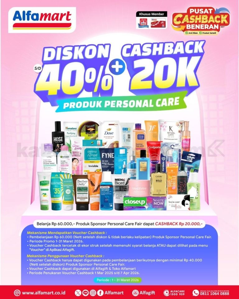 Promo Alfamart Personal Care Fair Diskon 40% + Cashback – SoPasti.Com