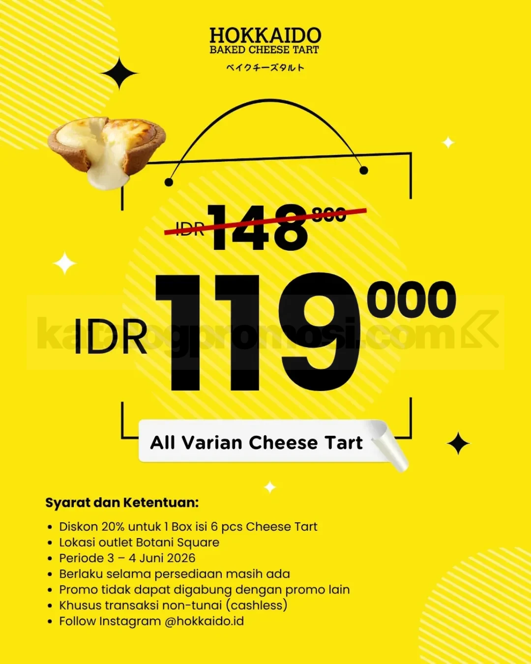 Promo Hokkaido Baked Cheese Tart All Varian Cheese Tart Rp. 119.000