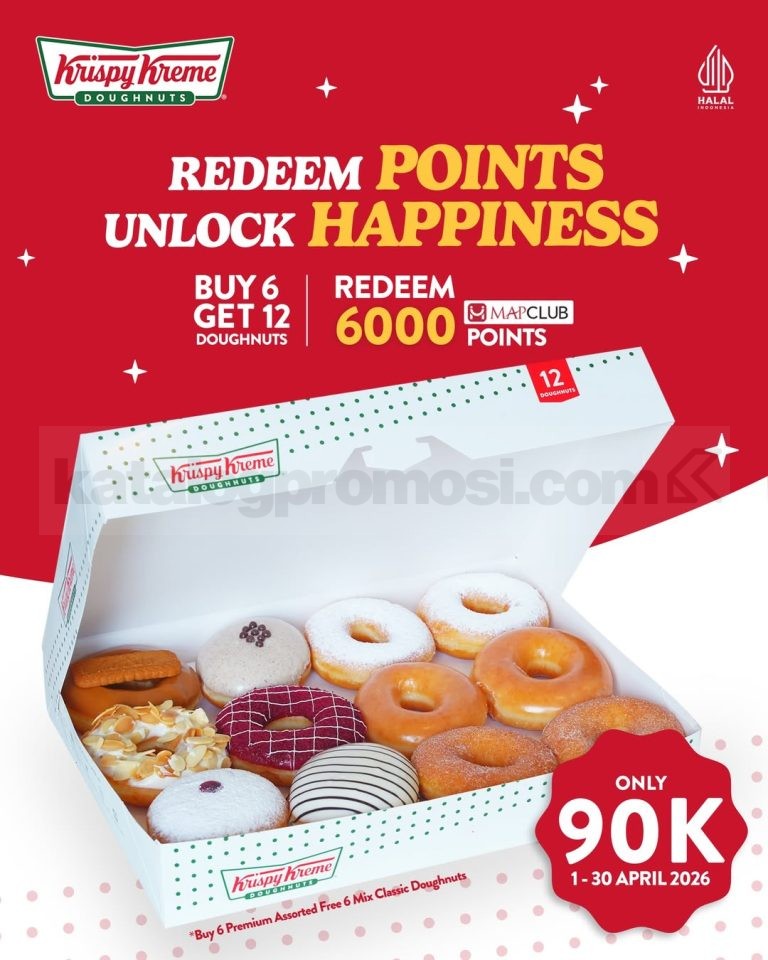 Promo Krispy Kreme MAPCLUB Beli 6 Gratis 6 Doughnuts