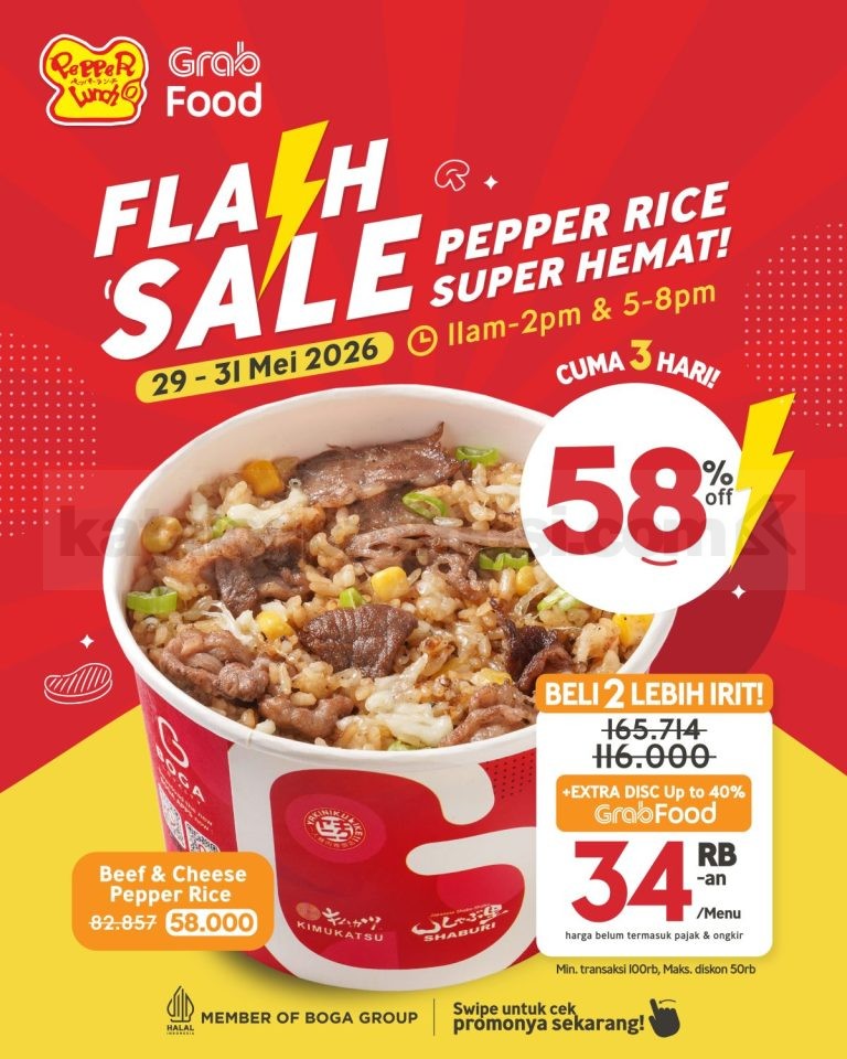 Promo Pepper Lunch GrabFood Flash Sale Diskon 58%