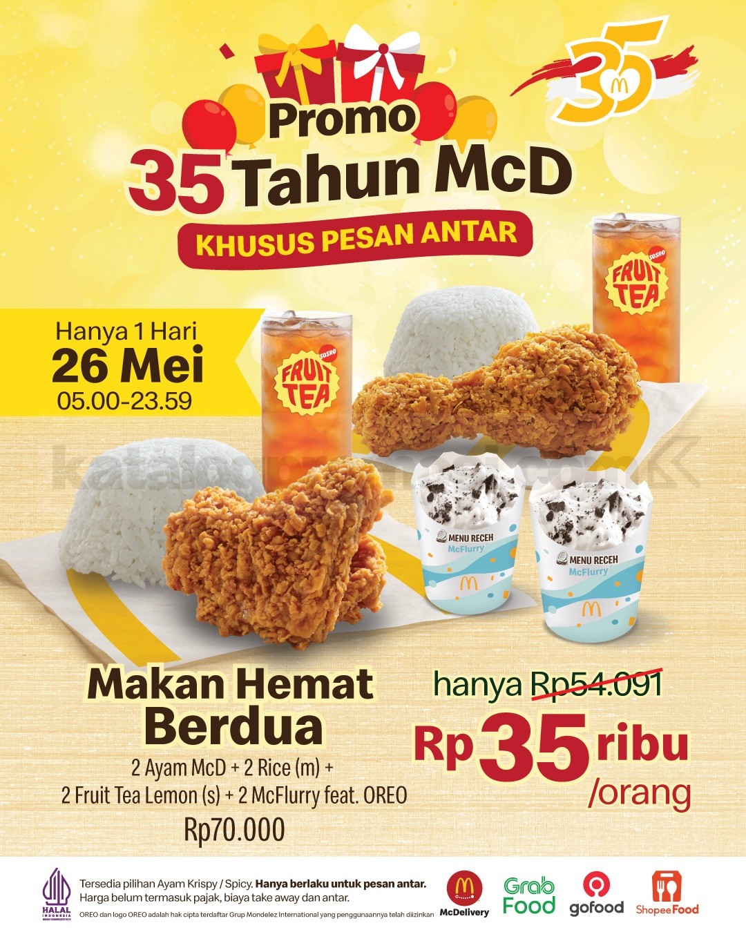 Promo McDonalds 35 Tahun Makan Hemat Berdua Rp. 35.000