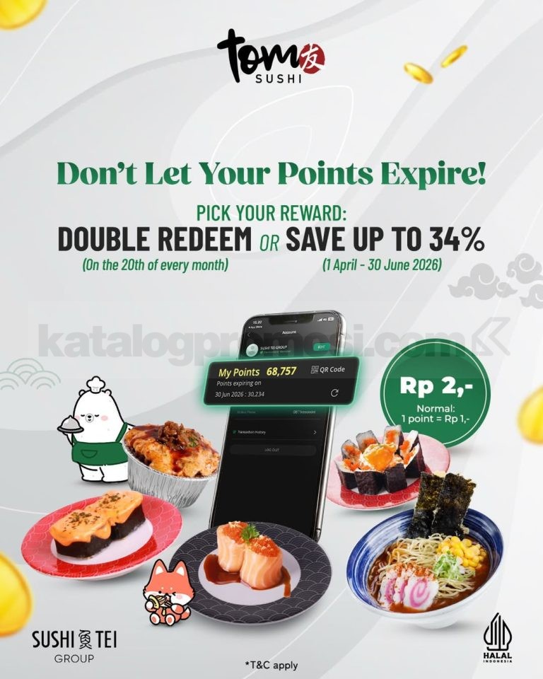 Promo Tom Sushi Double Redeem 1 Point Rp. 2