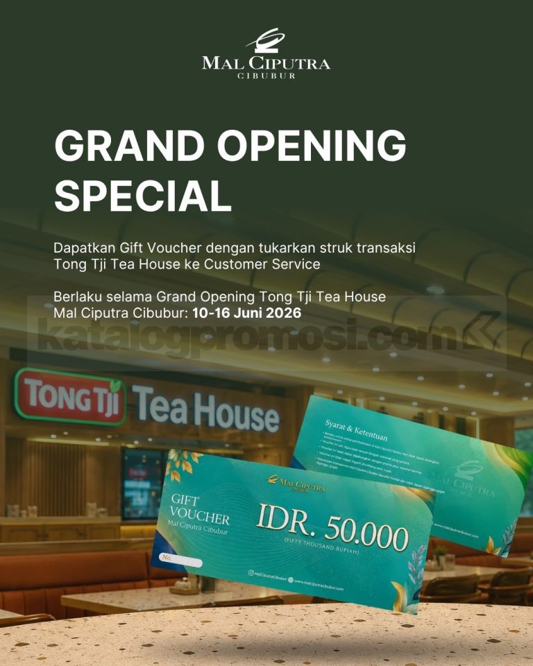 Promo Tong Tji Tea House Grand Opening Gift Voucher Rp. 50.000