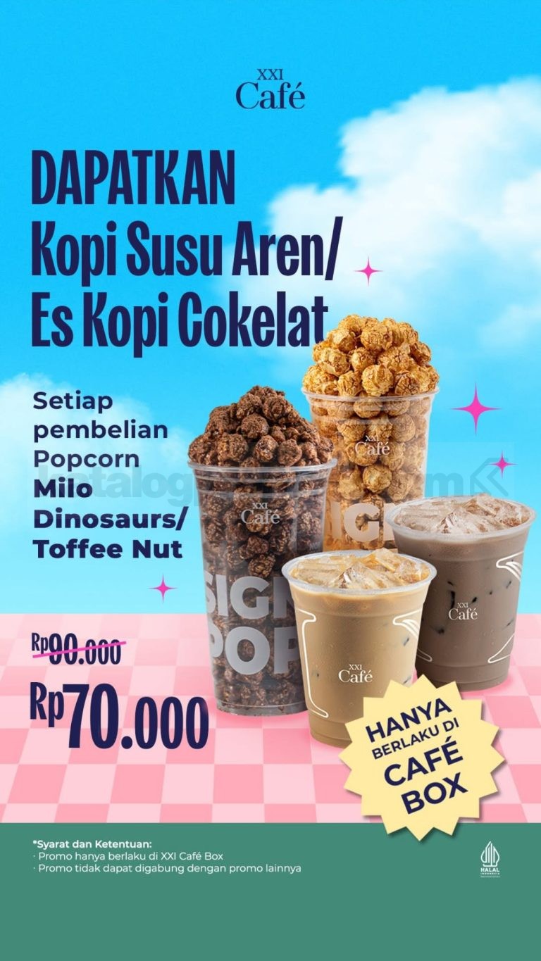 Promo XXI Cafe Popcorn Milo Dinosaurs dan Kopi Rp. 70.000