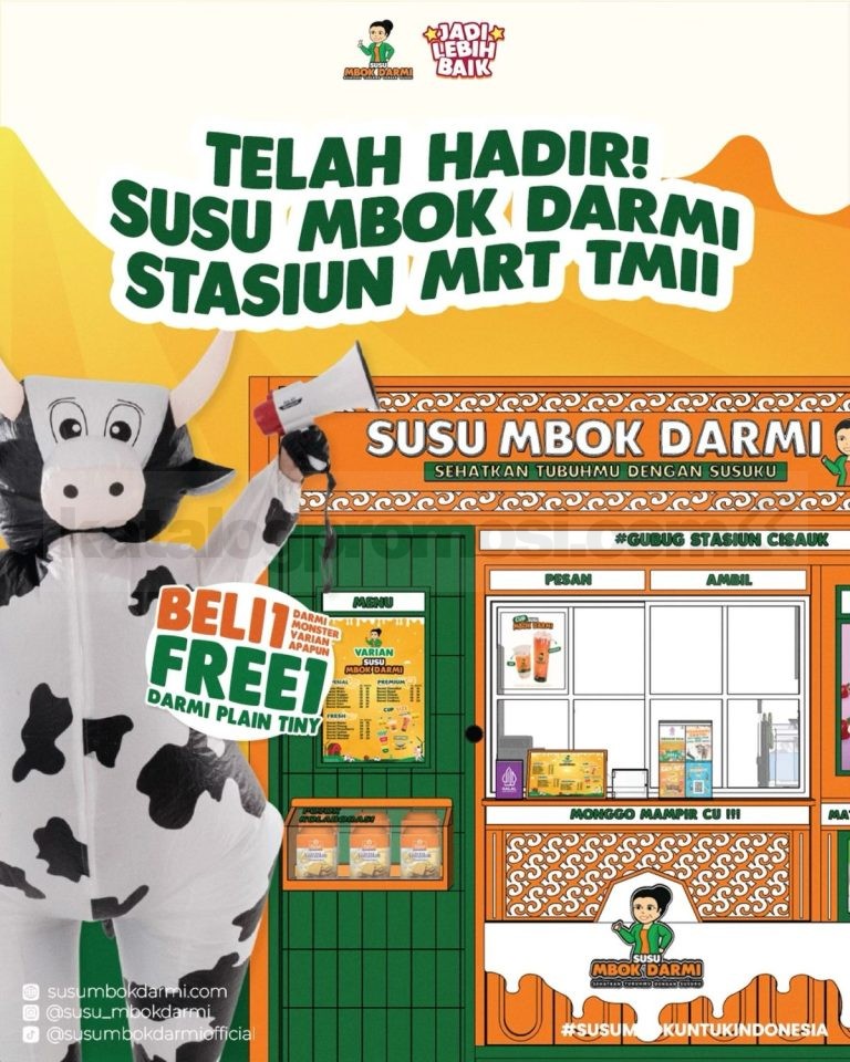Promo Susu Mbok Darmi Beli 1 Gratis 1 di Stasiun MRT TMII