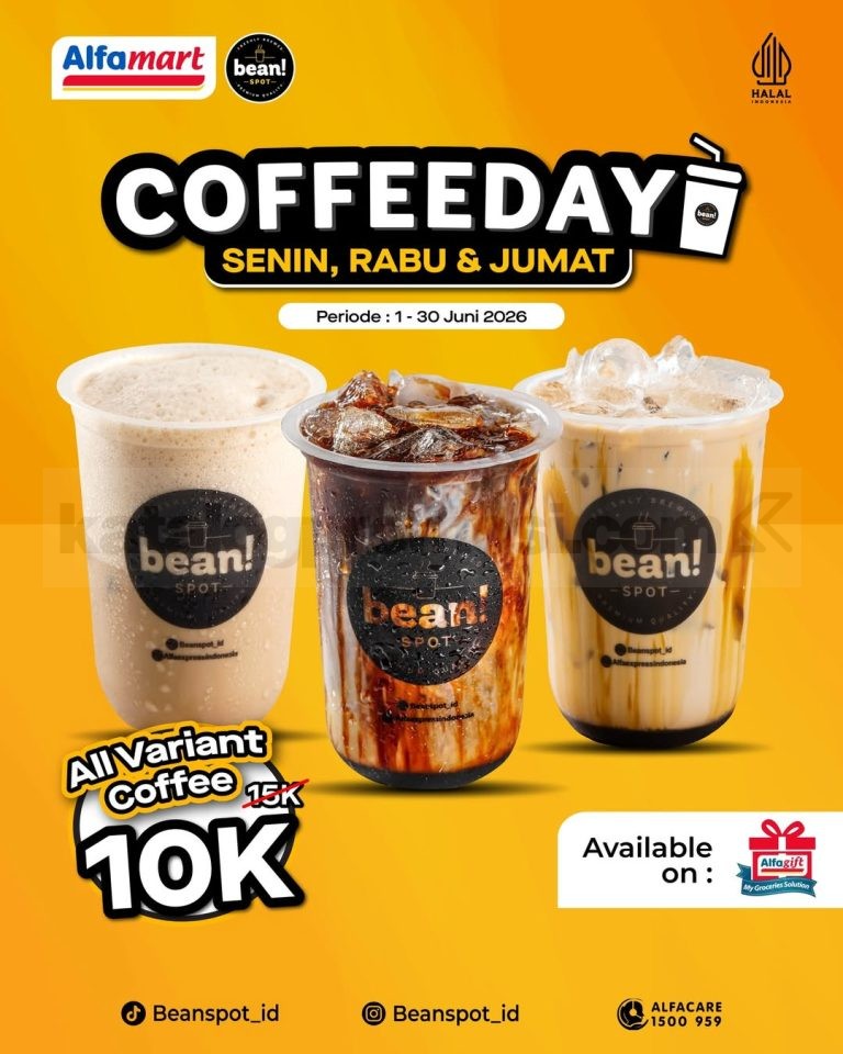 Promo Bean Spot Coffee Day Semua Varian Kopi Rp. 10.000