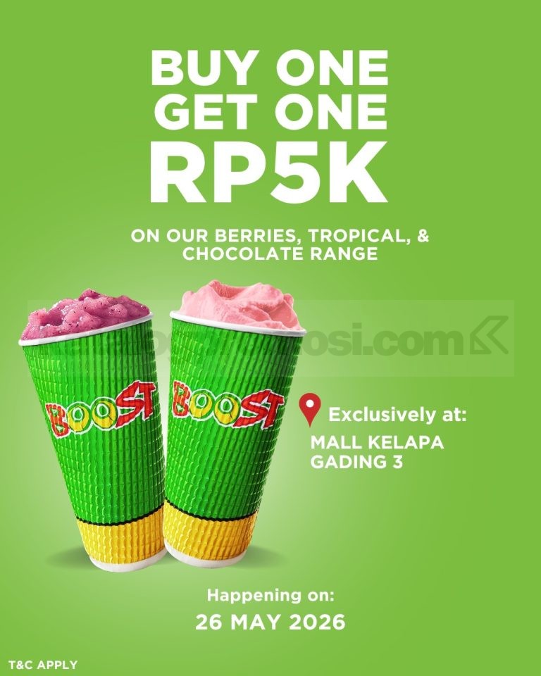 Promo Boost Juice Grand Opening Mall Kelapa Gading 3 Beli 1 Gratis 1