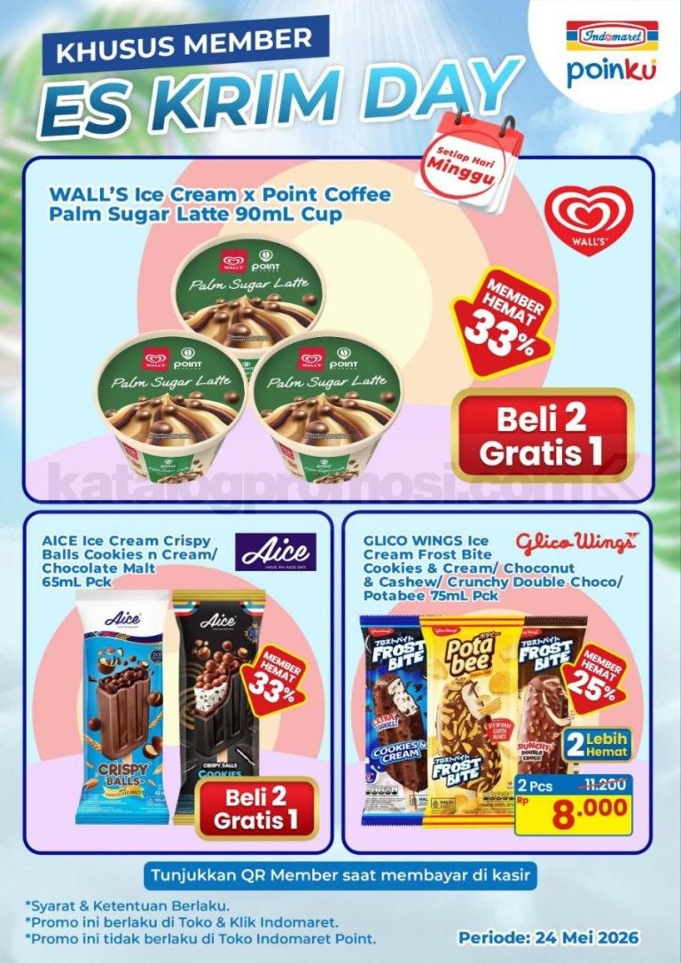 Promo Indomaret Es Krim Day on Sunday Spesial 24 Mei 2026 – SoPasti.Com