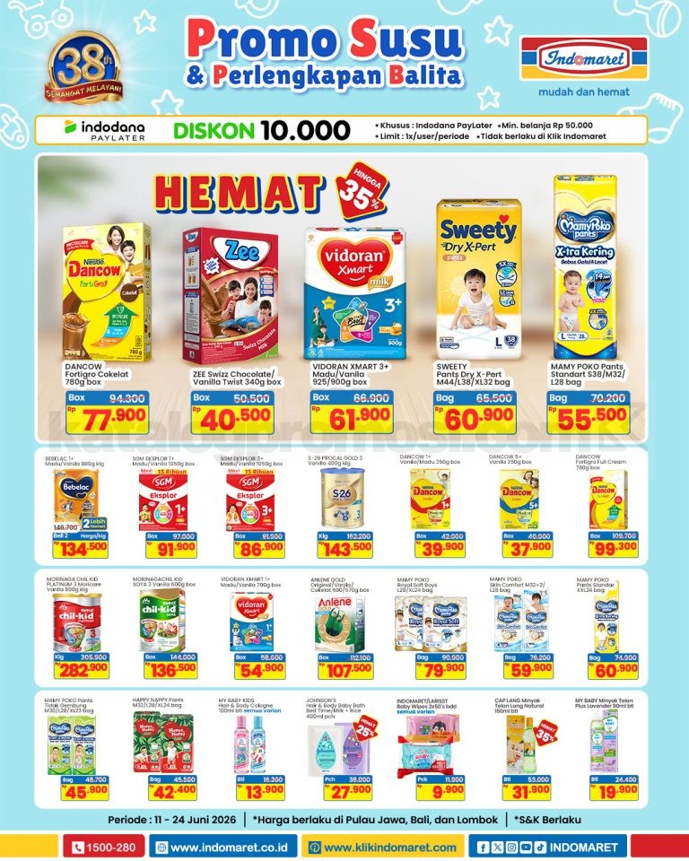 Promo Indomaret Susu & Perlengkapan Balita 11-24 Juni 2026