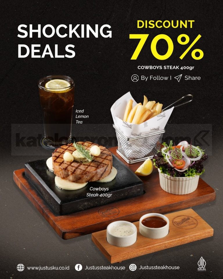 Promo Justus Steakhouse Shocking Deal Diskon 70%