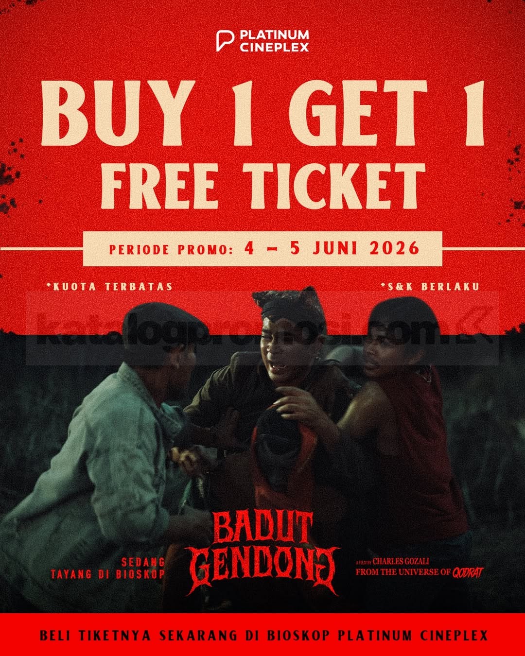 Promo Platinum Cineplex Beli 1 Gratis 1 Tiket Badut Gendong – SoPasti.Com