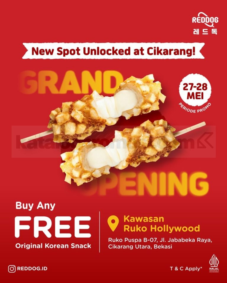 Promo Reddog Grand Opening Cikarang Free Korean Snack