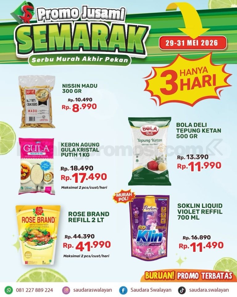 Promo Saudara Swalayan Jusami Semarak 29-31 Mei 2026