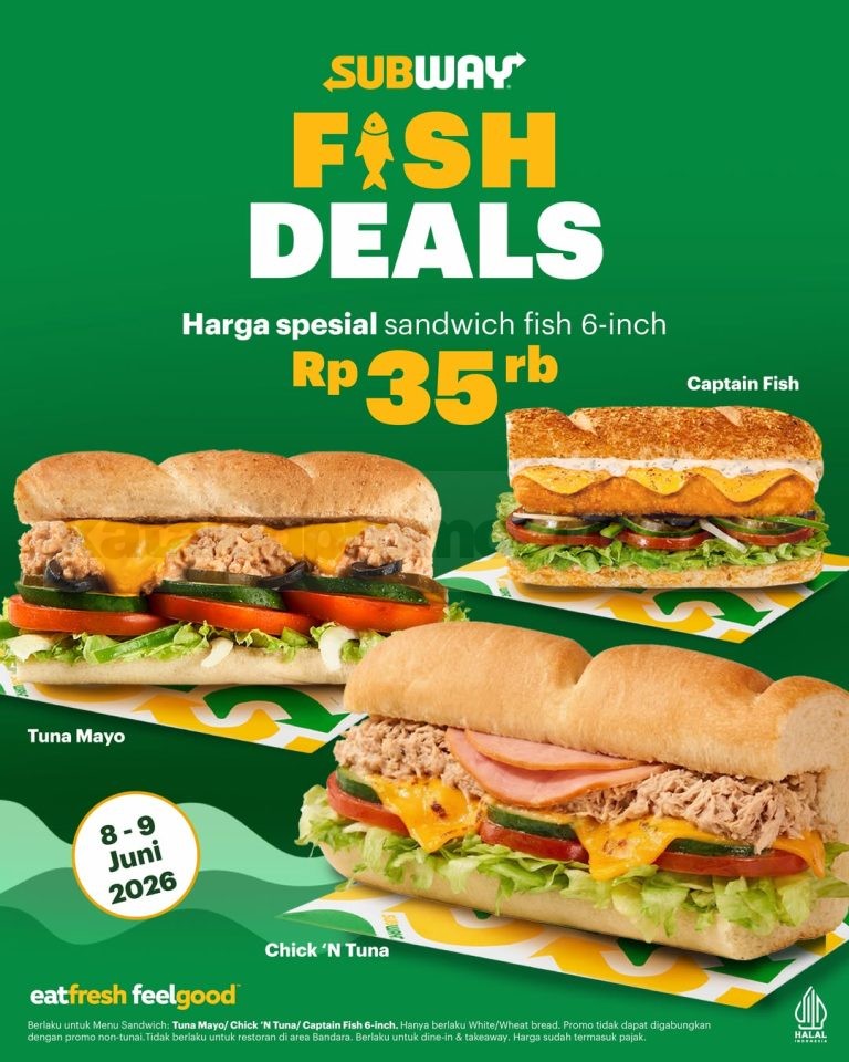 Promo Subway Fish Deals Sandwich Rp. 35 ribu