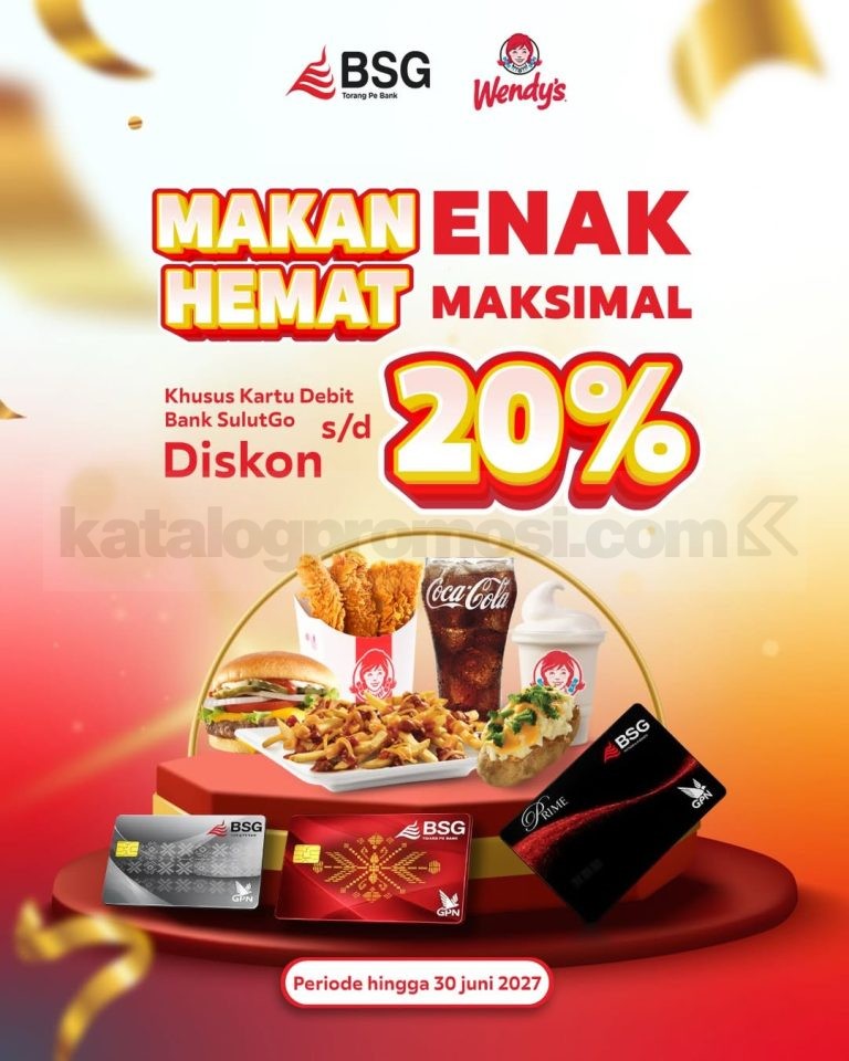Promo Wendy's Bank SulutGo Diskon Hingga 20%