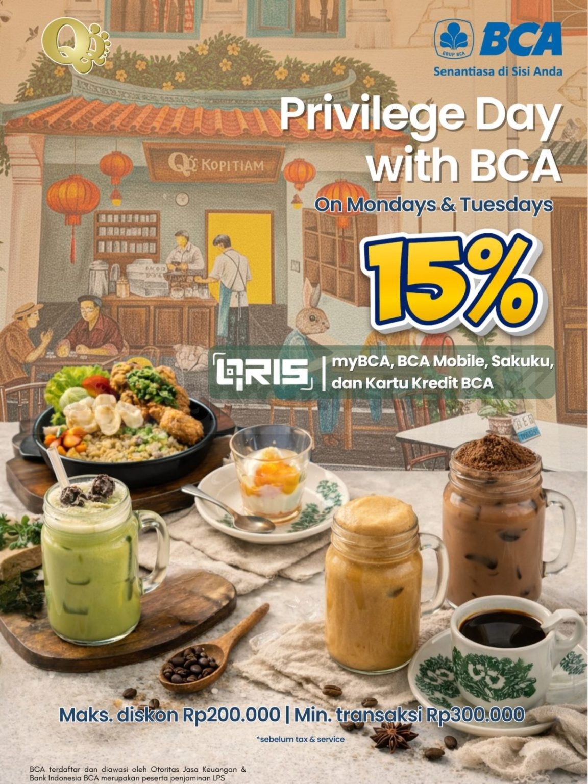 Promo QQ Kopitiam Tangcity Mall Diskon 15% Pengguna BCA