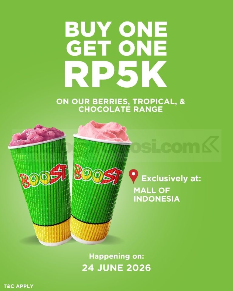 Promo Boost Juice Grand Opening Mall of Indonesia Beli 1 Gratis 1
