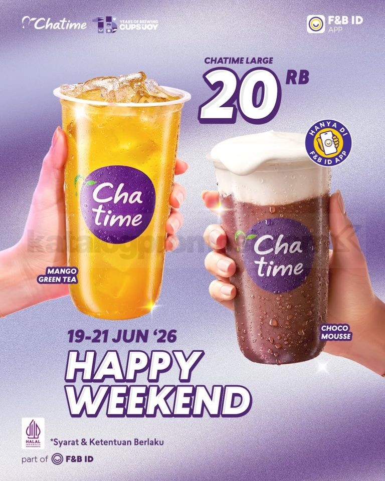 Promo Chatime Happy Weekend Large Drink Rp. 20.000