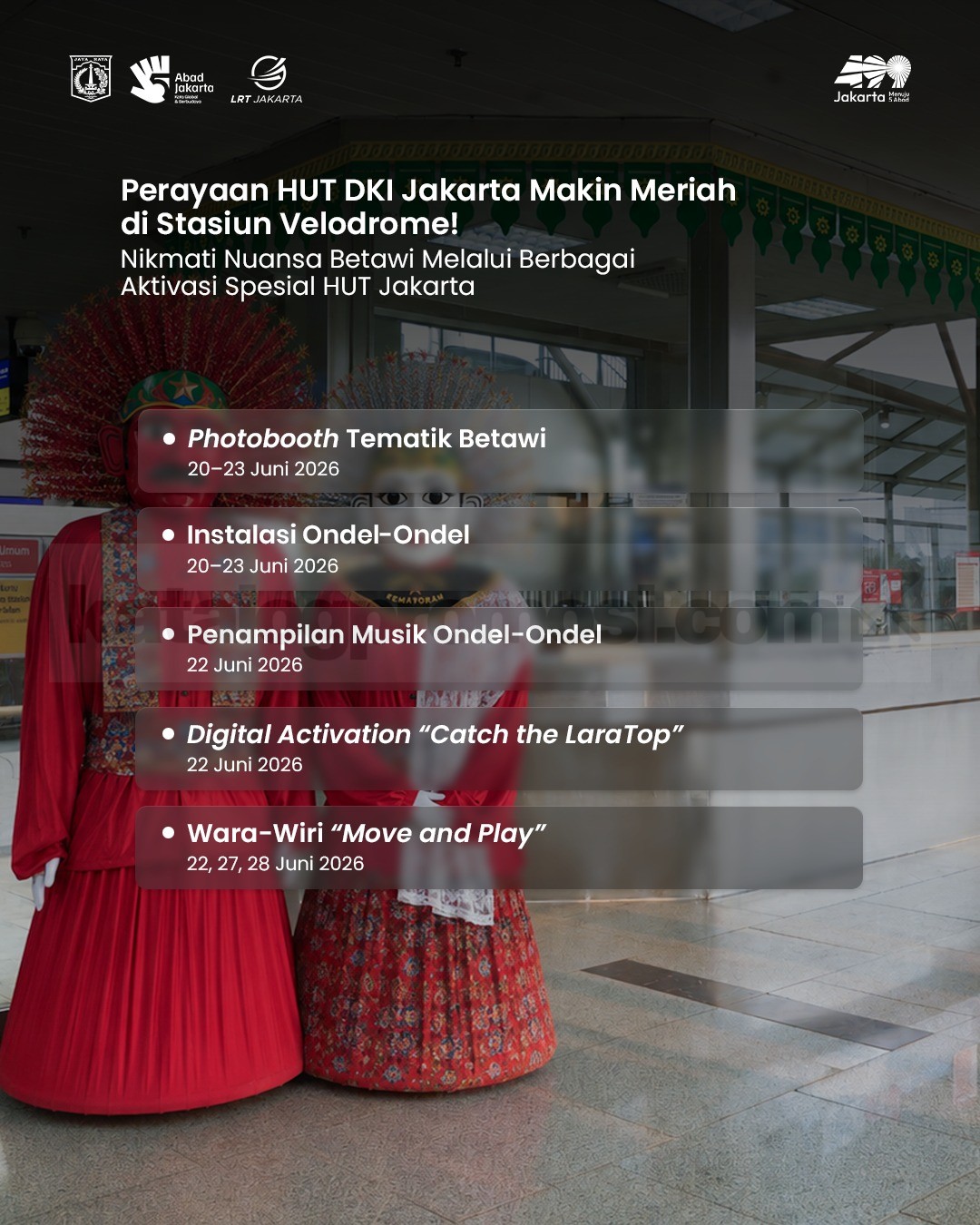 Promo HUT JAKARTA 499 Transjakarta, MRT dan LRT Rp 1,-