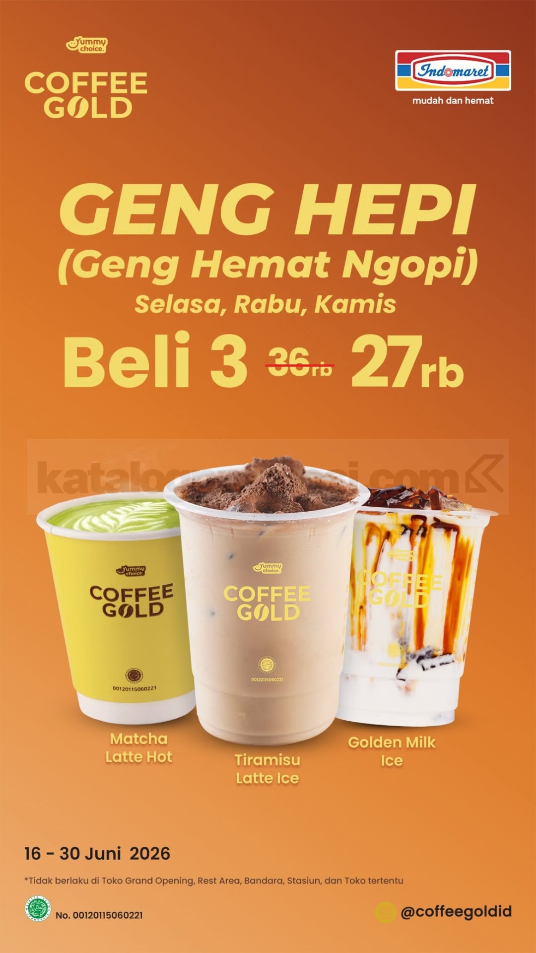 Promo Indomaret Coffee Gold Geng Hepi Beli 3 Rp. 27.000