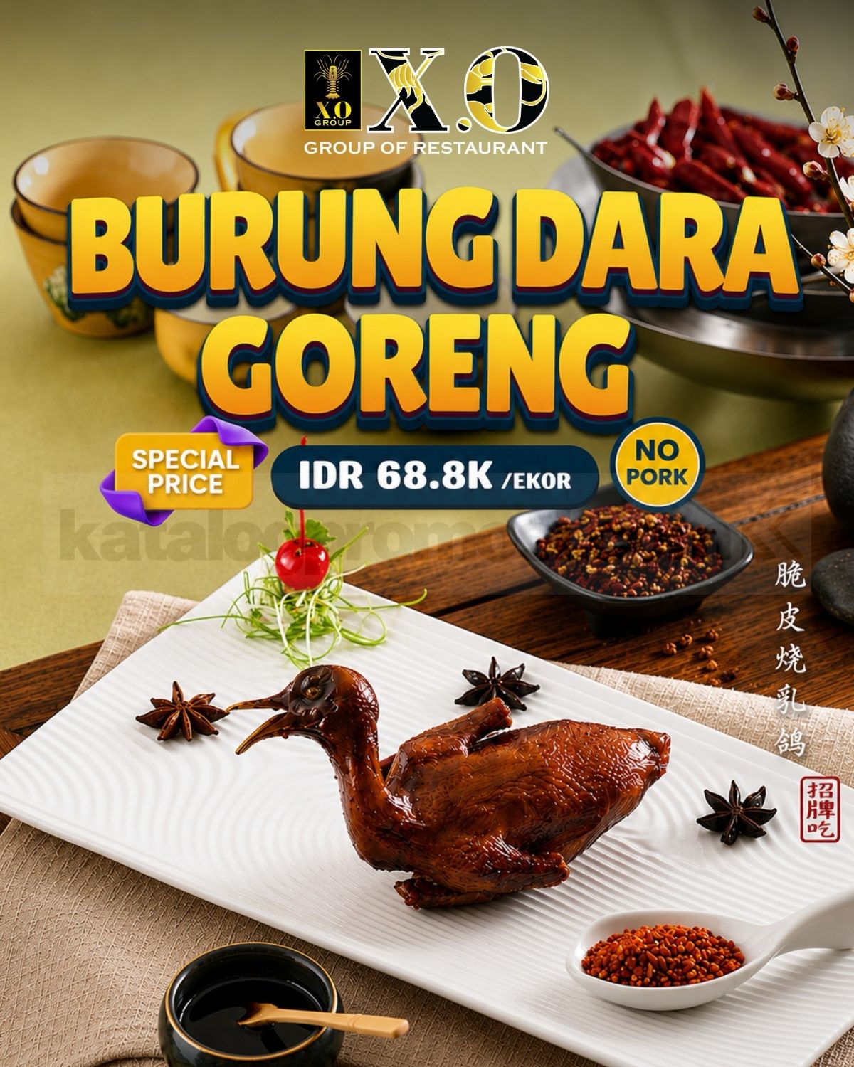 Promo XO Restaurant Burung Dara Goreng Rp. 68.800